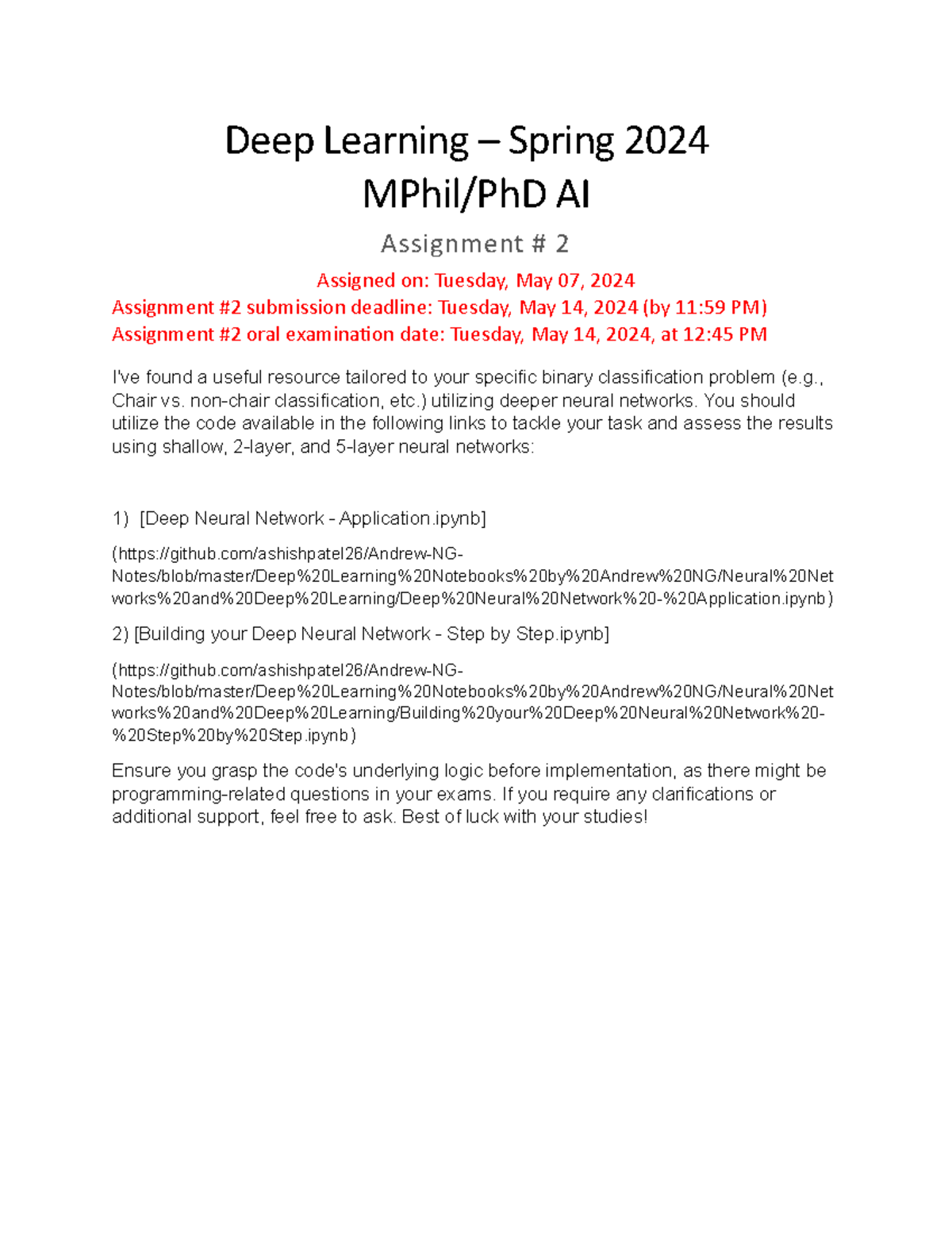 Assignment 2 - Deep Learning – Spring 202 4 MPhil/PhD AI Assignment # 2 ...