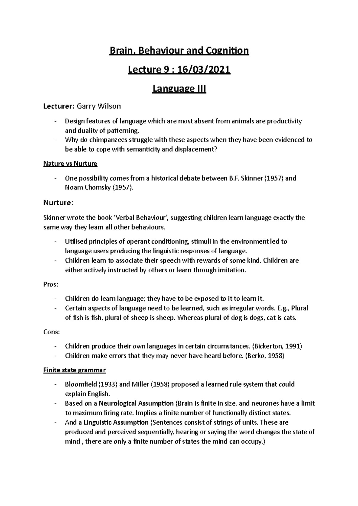 BBC - L9 - Language III - Brain, Behaviour and Cognition Lecture 9 : 16 ...