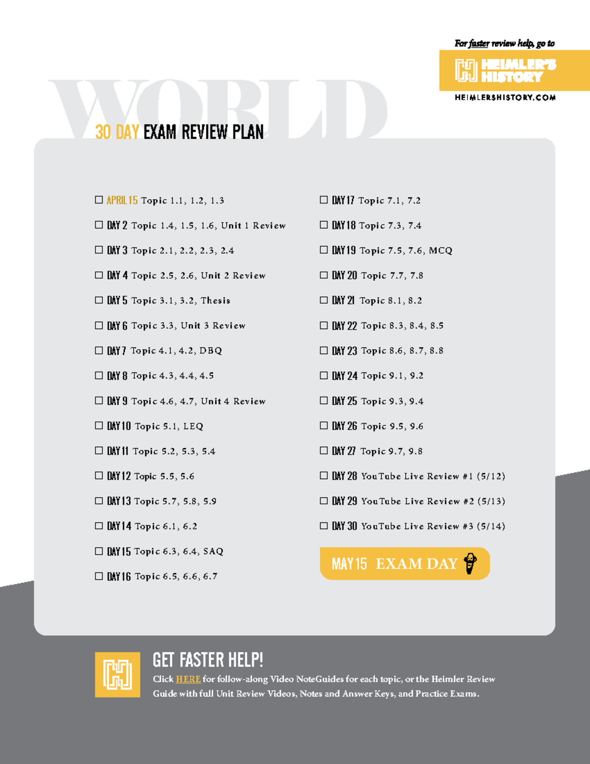 World Exam Review Plan 2024 - Click HERE for follow-along Video ...