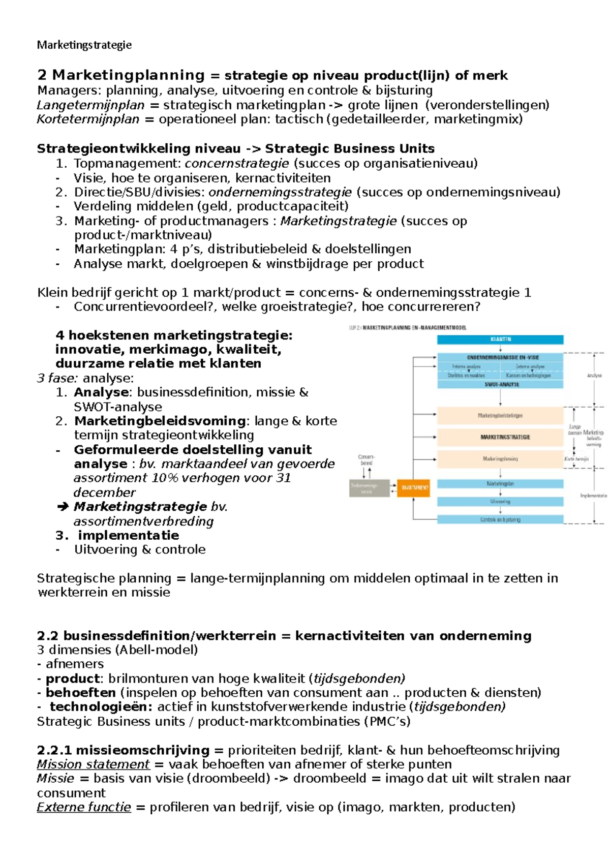Marketingstrategie - aantekeningen van les + boek - Grondslagen van de ...