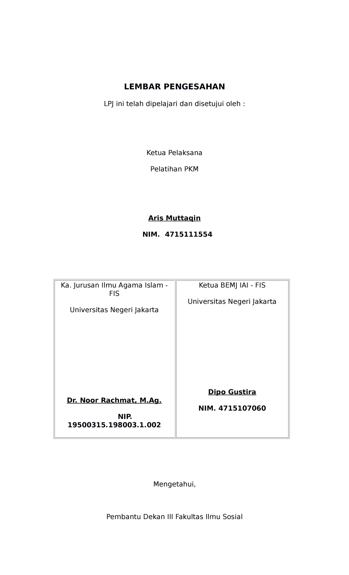 Contoh Laporan Pertanggung Jawaban LPJ - LAPORAN PERTANGGUNGJAWABAN ...