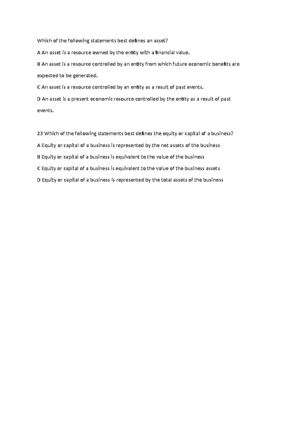 M2 - OTQ questions for financial management 21 - Which of the following ...