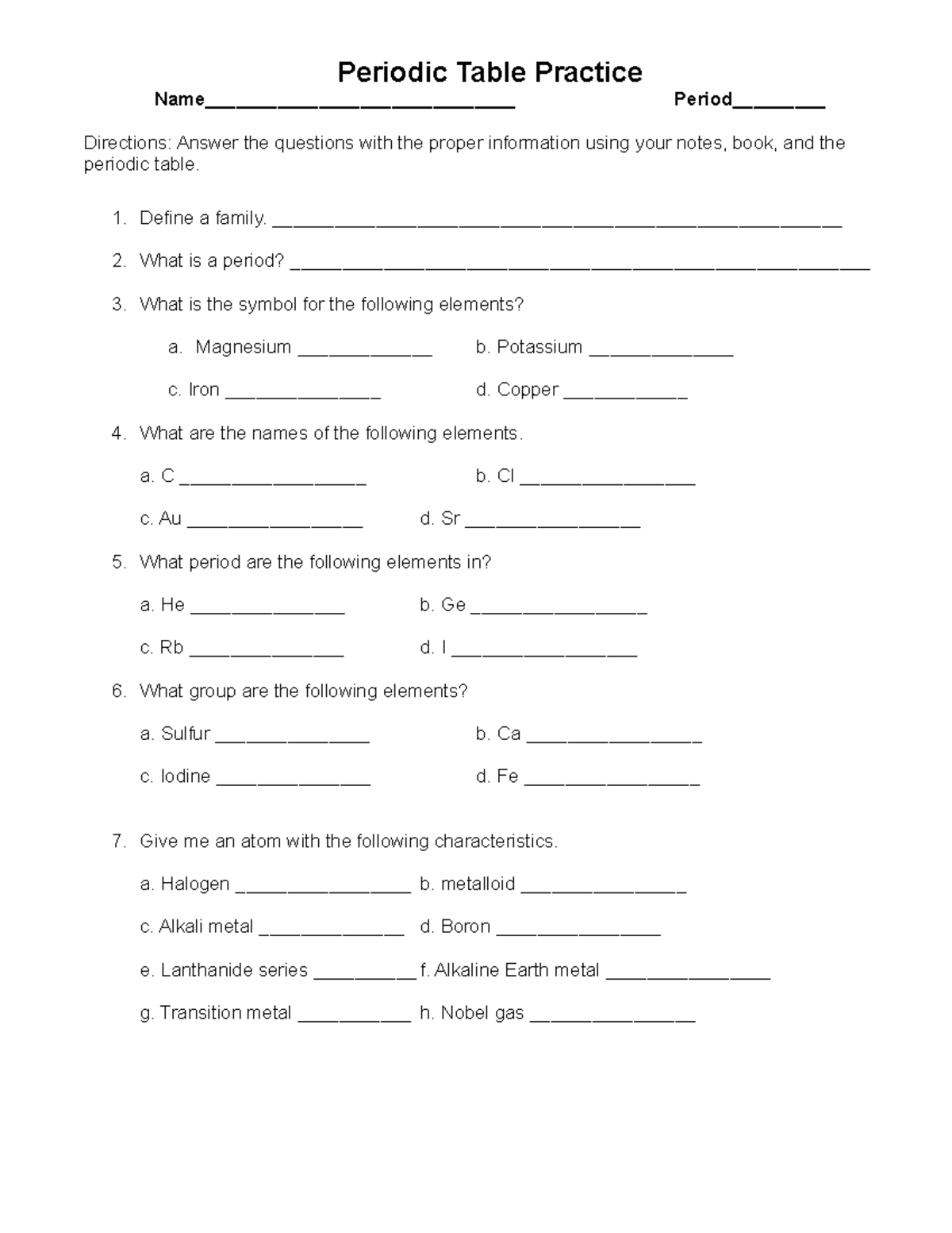 Periodic Table Unit Packet intro 1 unit 5 - NUR 111 - Studocu