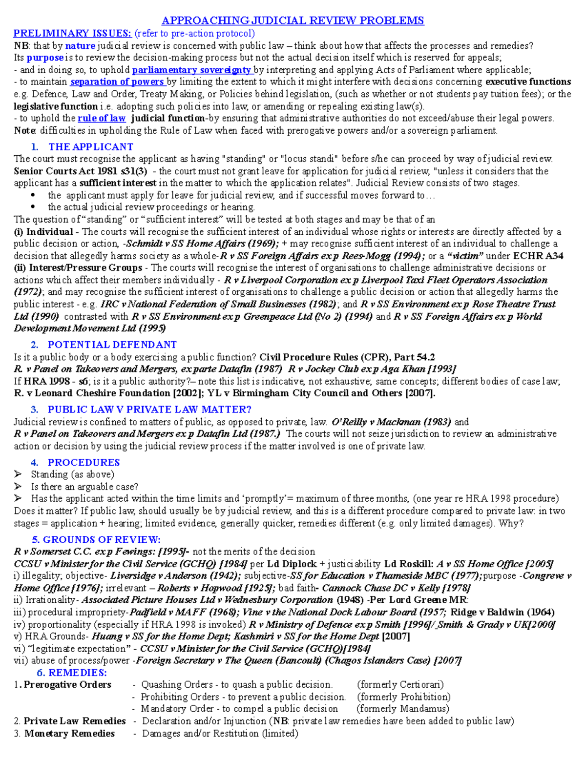 8W Public Law - Approaching Judicial Review Problems - APPROACHING JUDICIAL REVIEW PROBLEMS ...