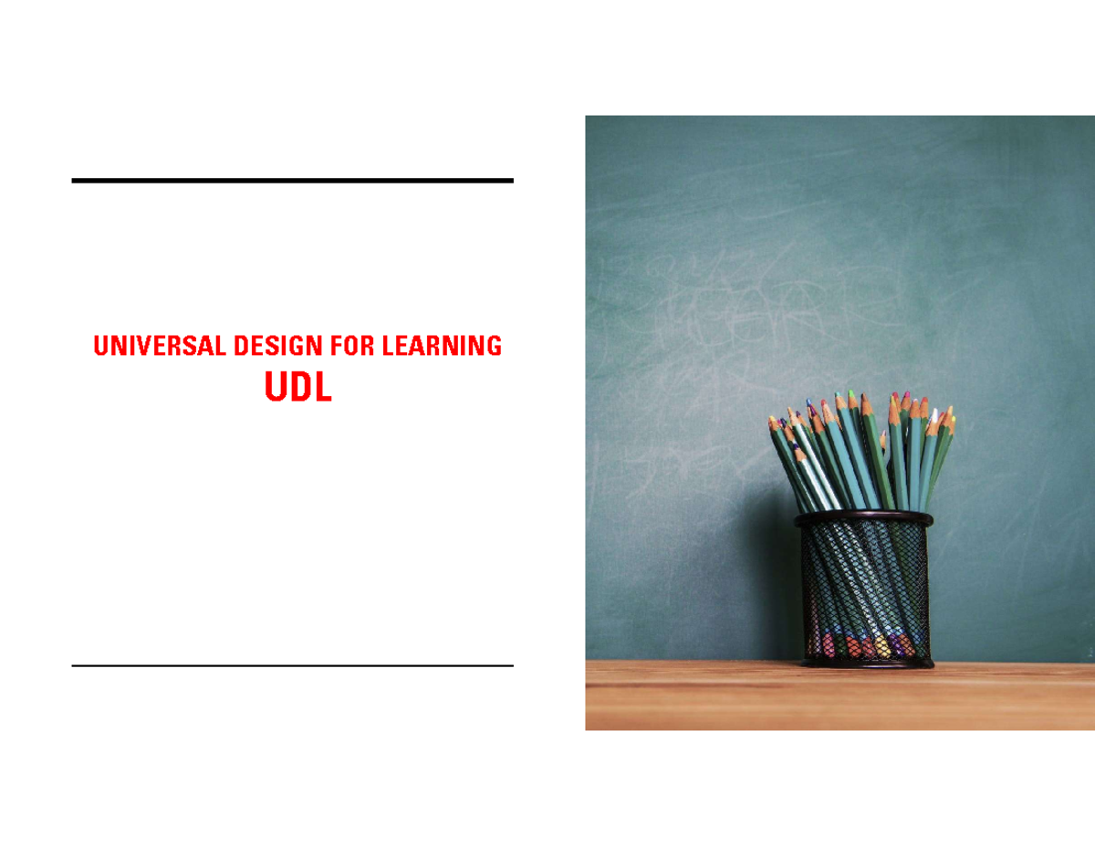 UDL Brochure Presentation - UNIVERSAL DESIGN FOR LEARNING UDL WHAT IS ...