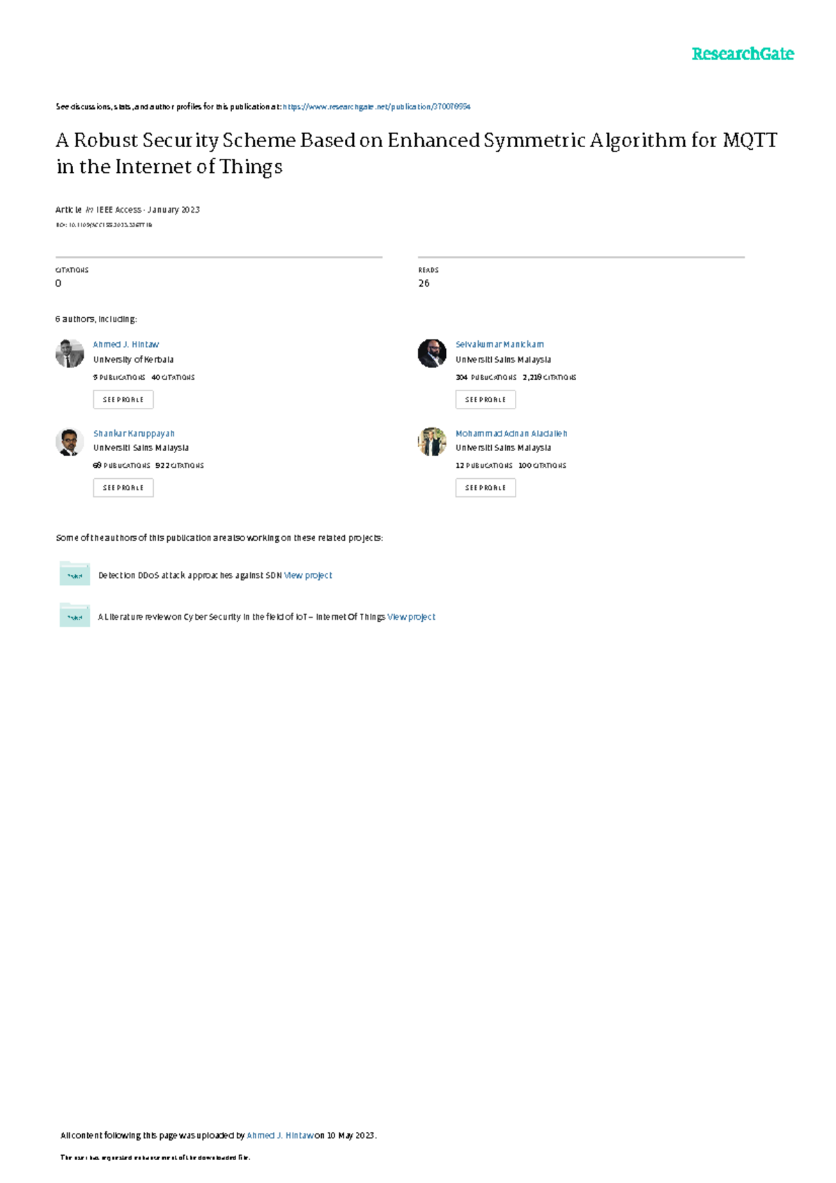 ARobust Security Scheme Basedon Enhanced Symmetric Algorithmfor MQTTinthe Internetof Things ...