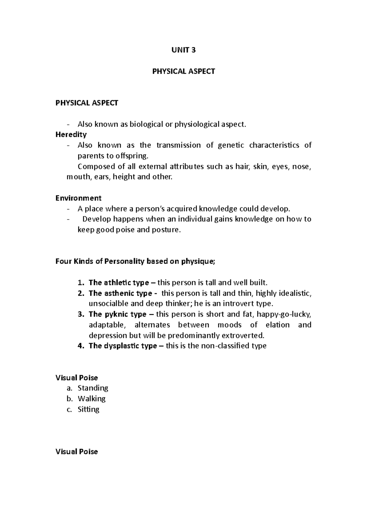 THC-3 Physical Aspect - PERSONAL DEVELOPMENT - UNIT 3 PHYSICAL ASPECT ...