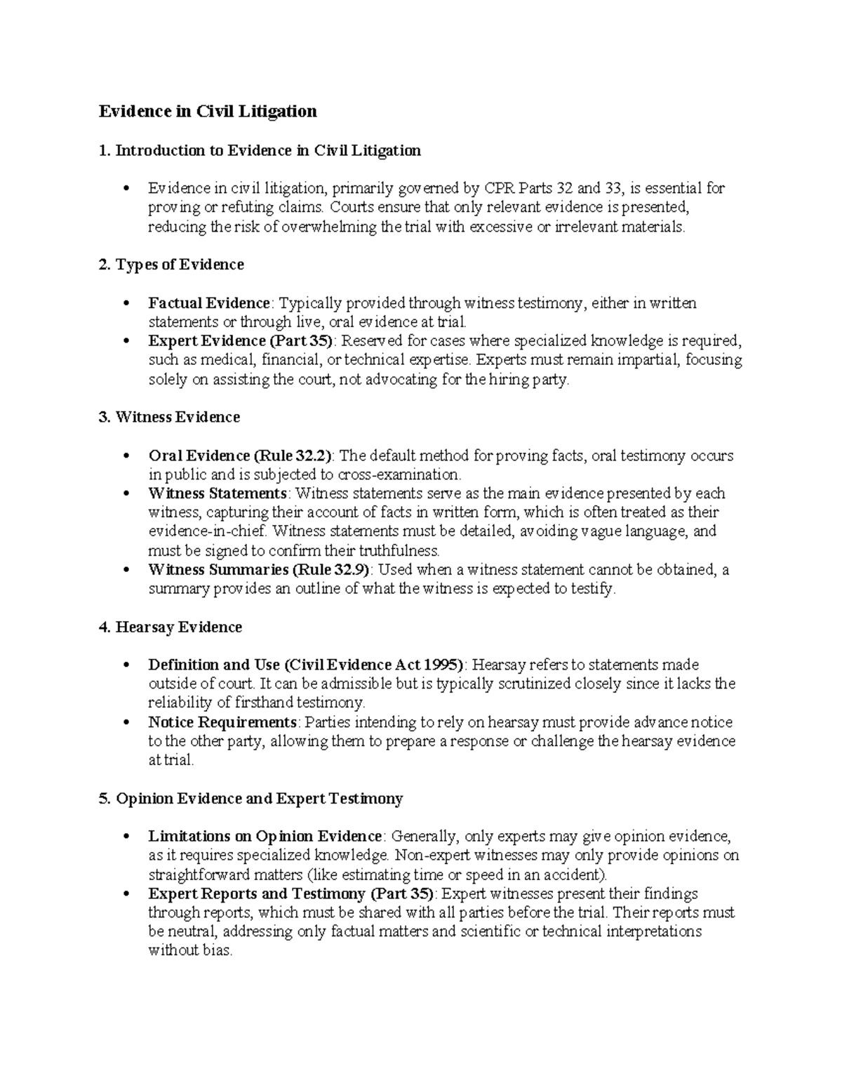 Evidence in Civil Litigation - Introduction to Evidence in Civil ...