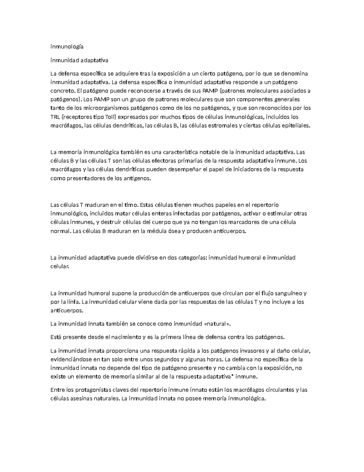 Apuntes labster de inumologia - inmunología inmunidad adaptativa La ...