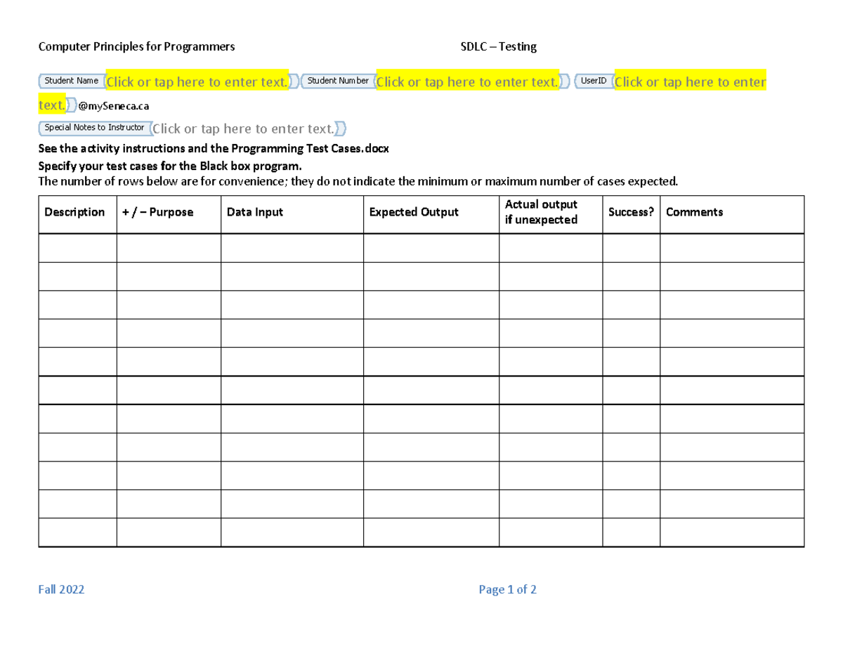 Cp4p Testing Activity Answers Computer Principles For Programmers Sdlc Testing Fall 2022