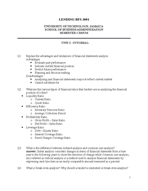 Tutorial sheet 3 Lending student - Lending Tutorial 3 Q1. What is the ...
