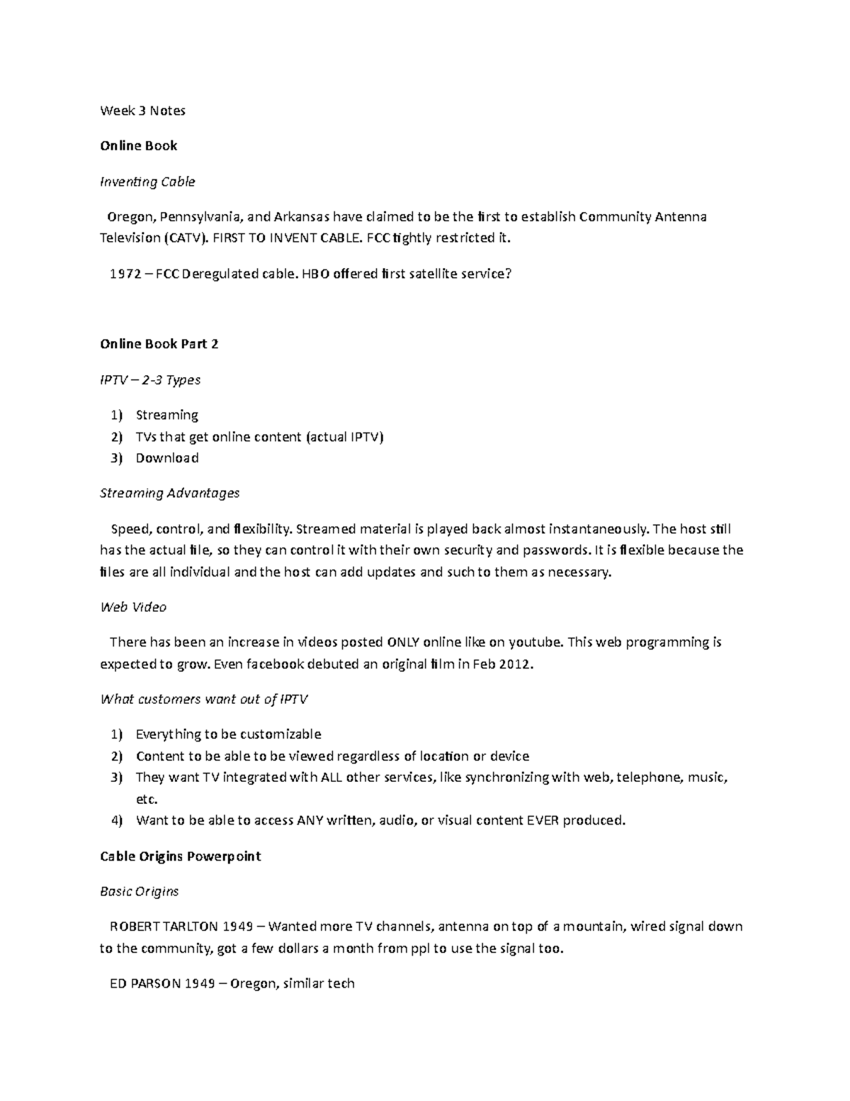 Week 3 Notes - Week 3 Notes Online Book Inventing Cable Oregon ...