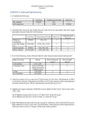 Tutorial 2 - BT10903 SESI 1-2021/ TUTORIAL 2 CHAPTER 2: Applications and More Algebra 1. A ...