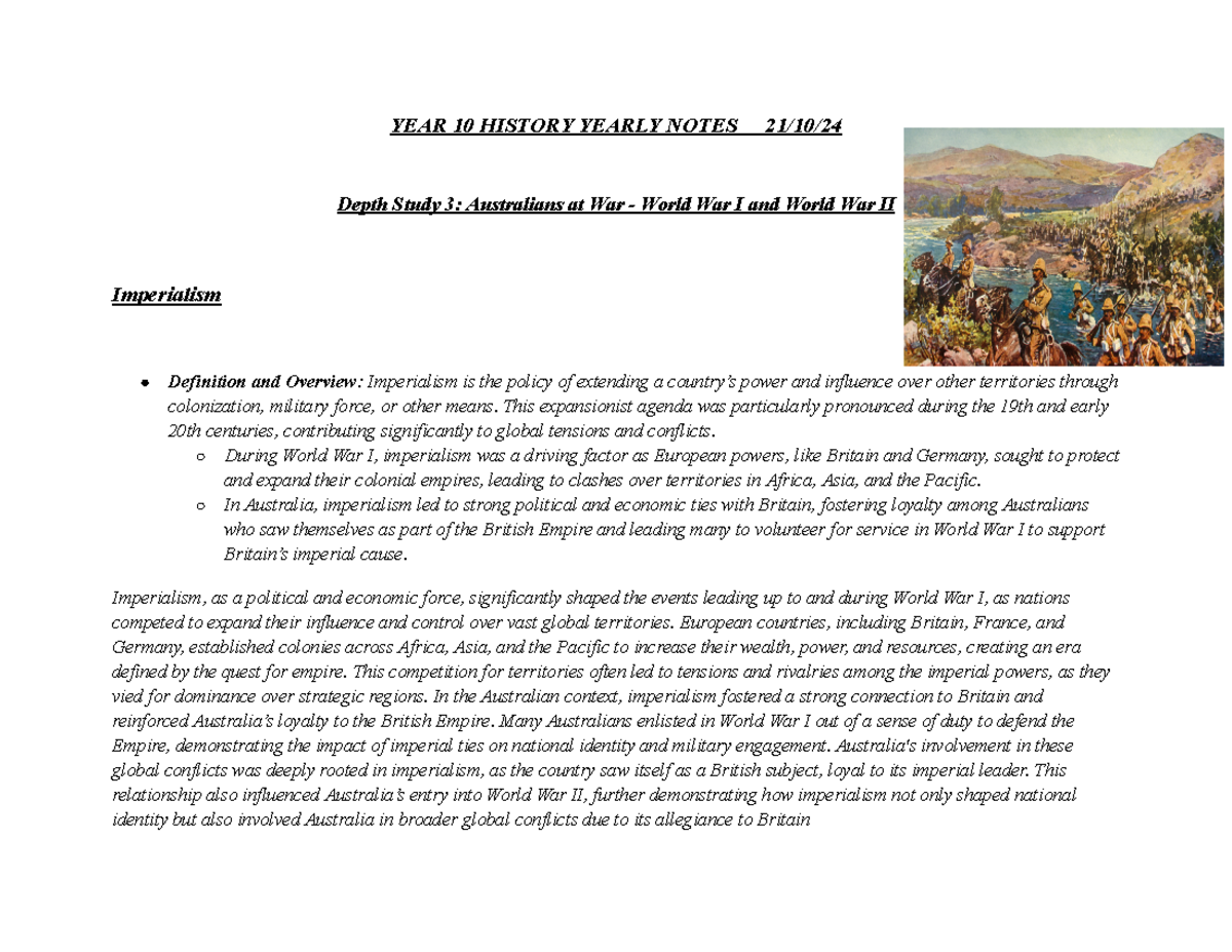 YEAR 10 History Yearly Notes 21 10 24 - YEAR 10 HISTORY YEARLY NOTES 21 ...