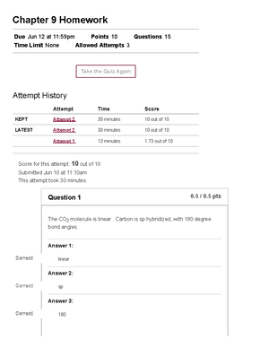 Lab 9 Notes - Temp Initial 30s 60s 90s 120s 150s 180s 210s 240s Water ...