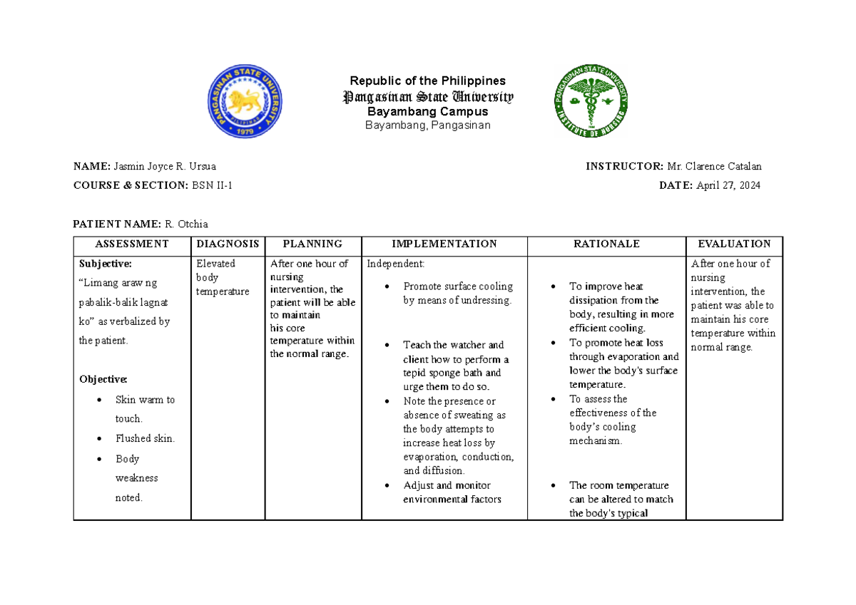 Ursua, Jasmin Joyce R. BSN 2-1 (NCP) - Republic of the Philippines ...