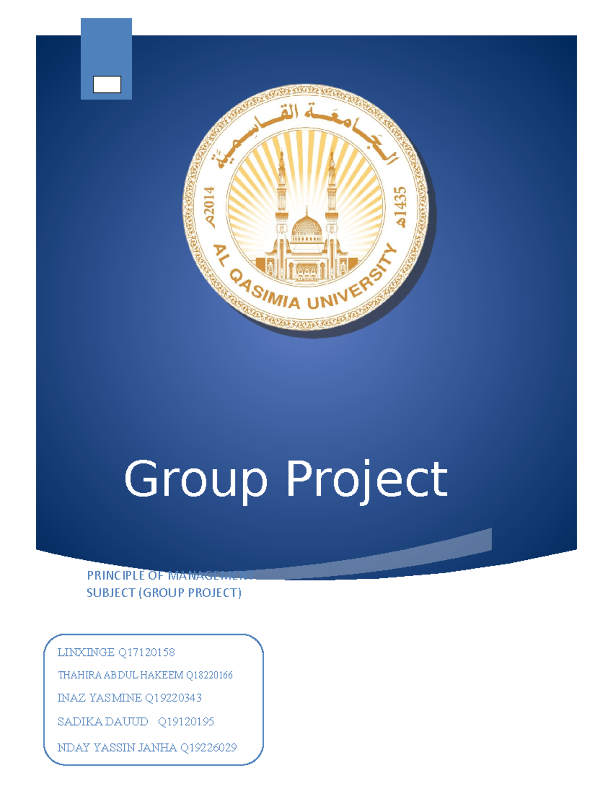 Group Project - Group Project PRINCIPLE OF MANAGEMENT SUBJECT (GROUP ...
