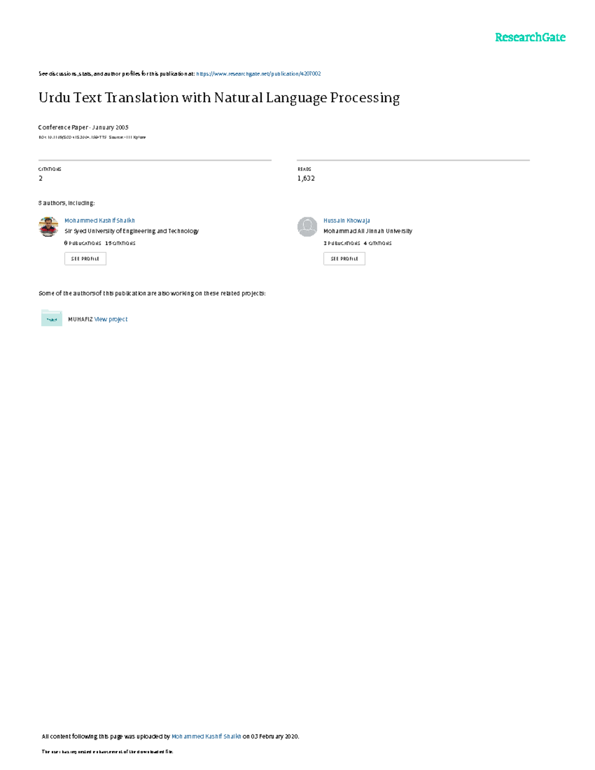 Algorithmof Urdu Translation Engine-Tech Com 2003 - See discussions ...