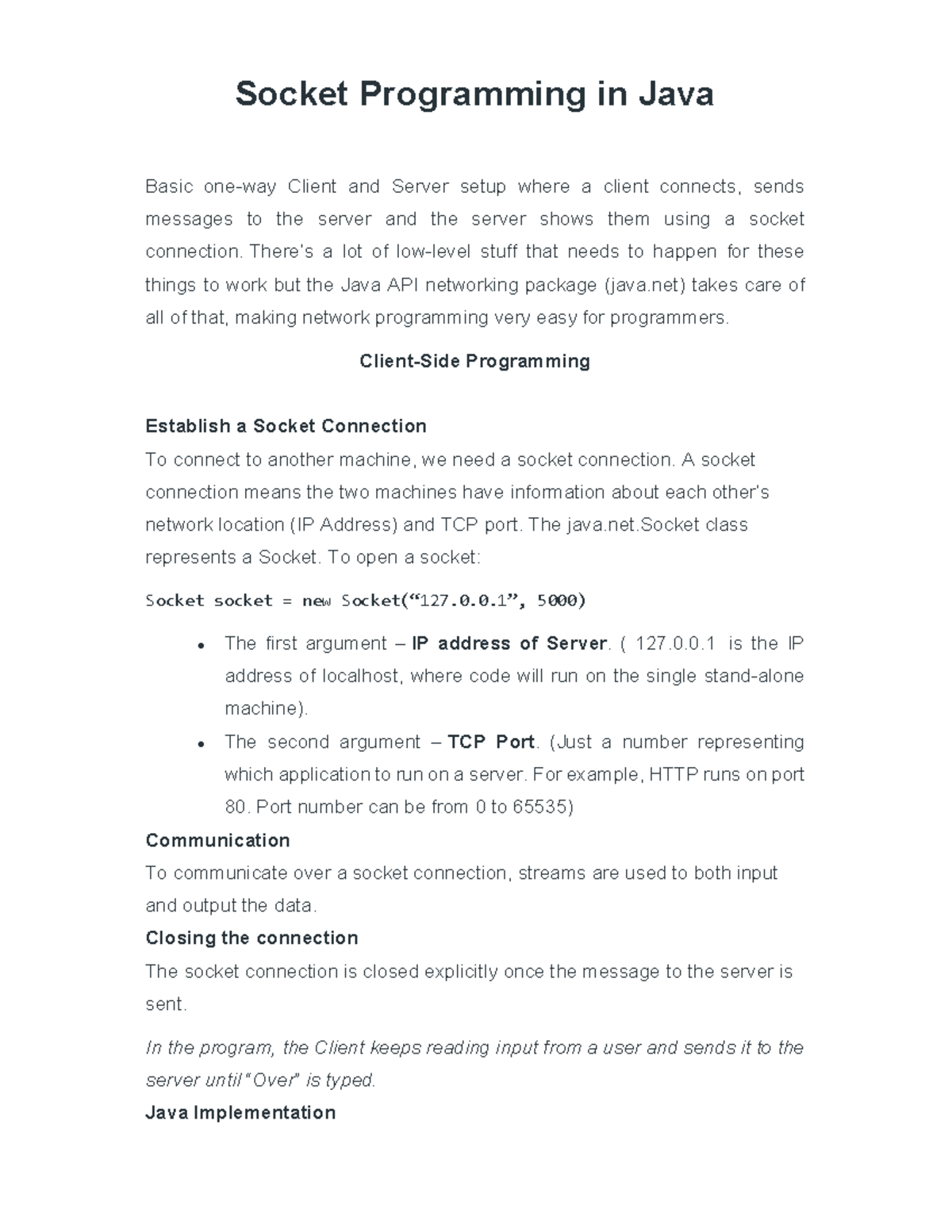 Socket Programming - There’s a lot of low-level stuff that needs to ...