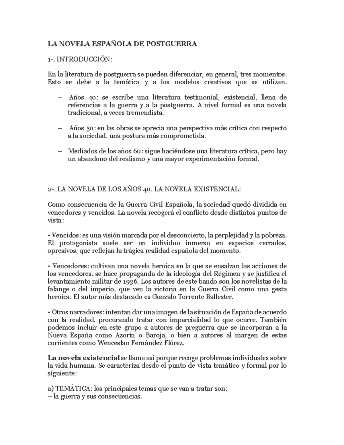 LA Novela Española DE Postguerra - LA NOVELA ESPAÑOLA DE POSTGUERRA 1 ...