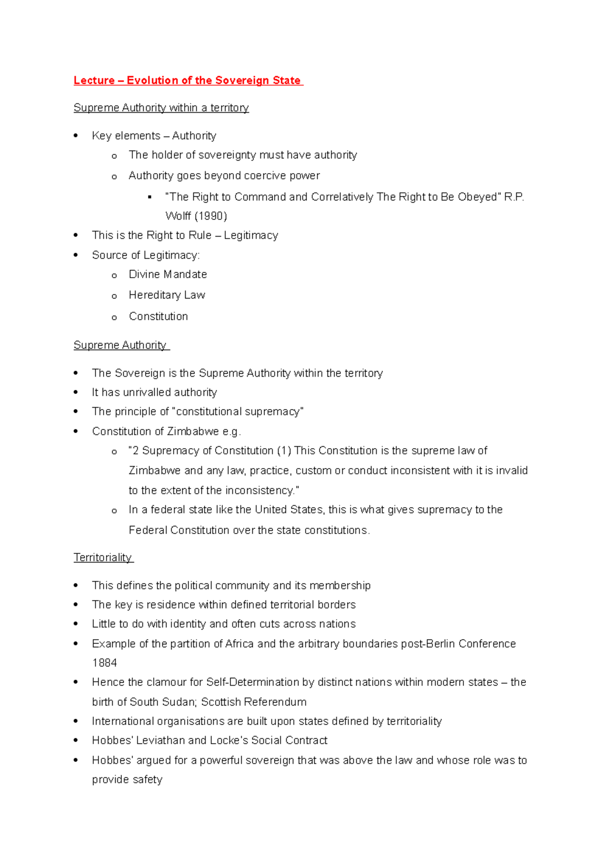 Week 14 Lecture Notes - The State in Transformation - Lecture ...