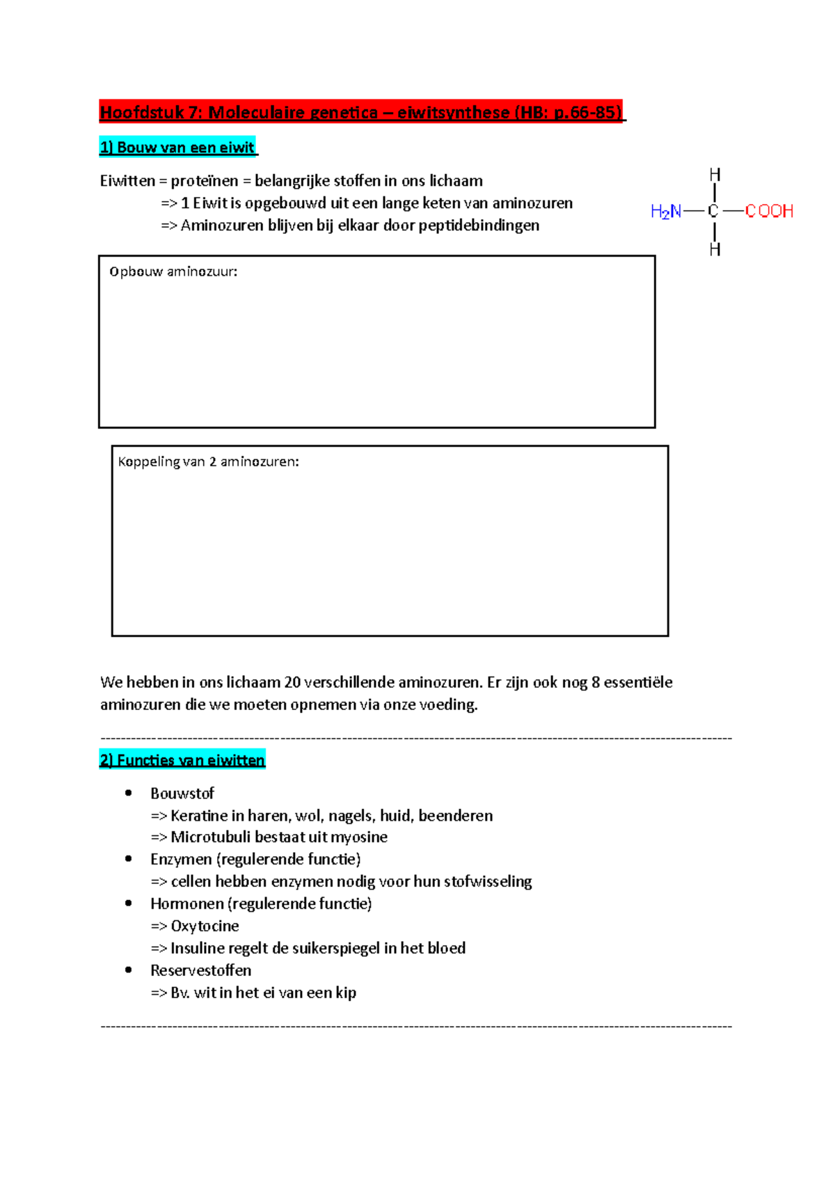 Transcriptie + translatie - Hoofdstuk 7: Moleculaire genetica ...
