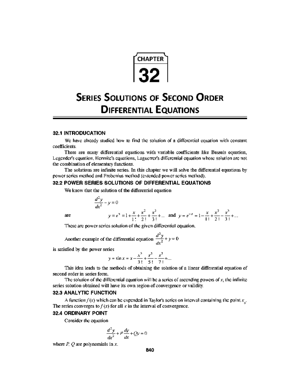 Higher Engg Maths- 32 - Series solutions of second-order DEs - Applied Mathematics- 2 - Studocu