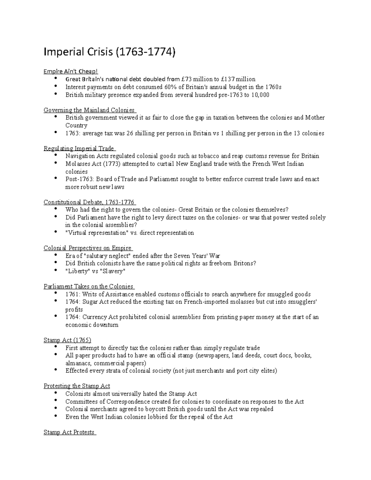 Imperial Crisis (1763-1774) - Imperial Crisis (1763-1774) Empire Ain't ...