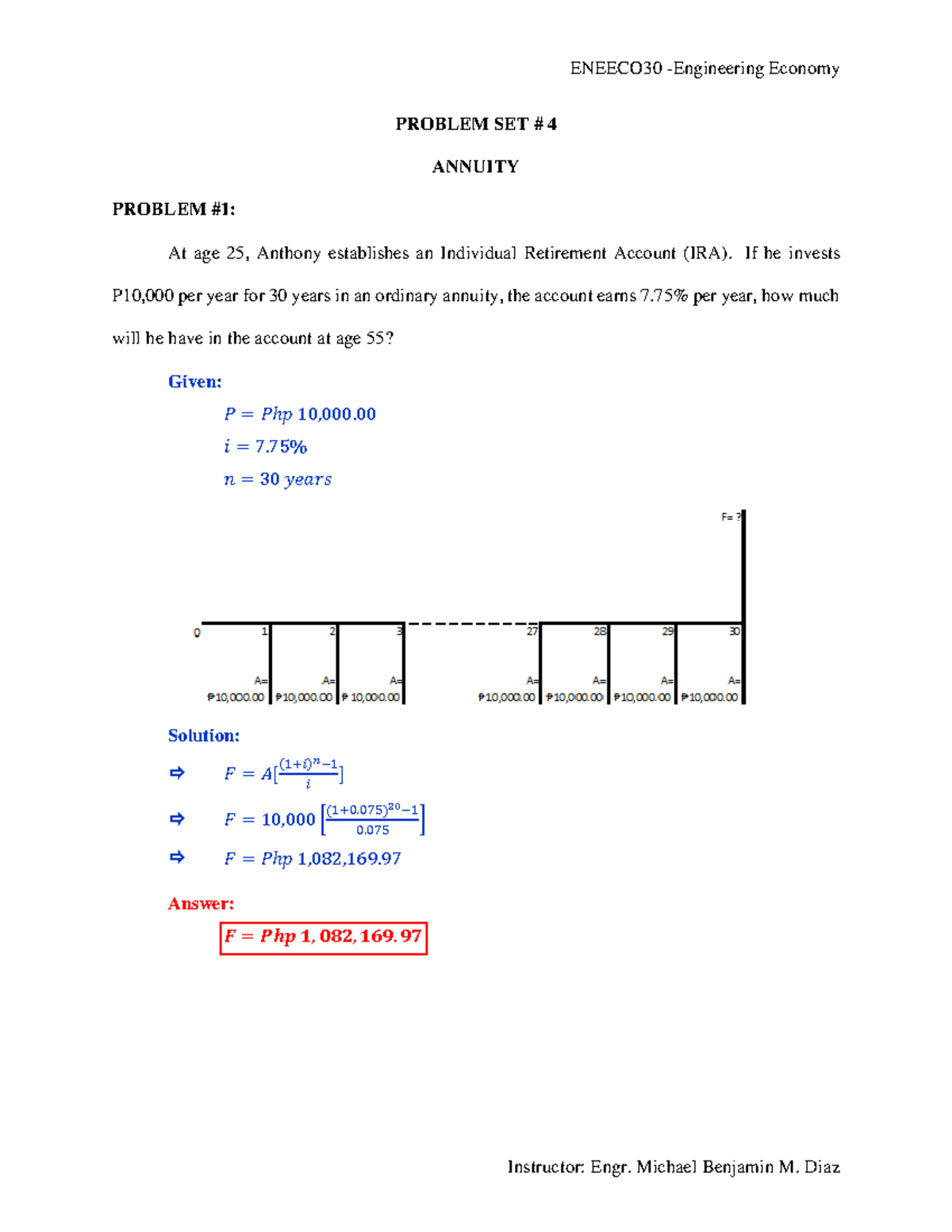 Problem Set 4 with Solution Annuity - BS Electrical Engineering - Studocu