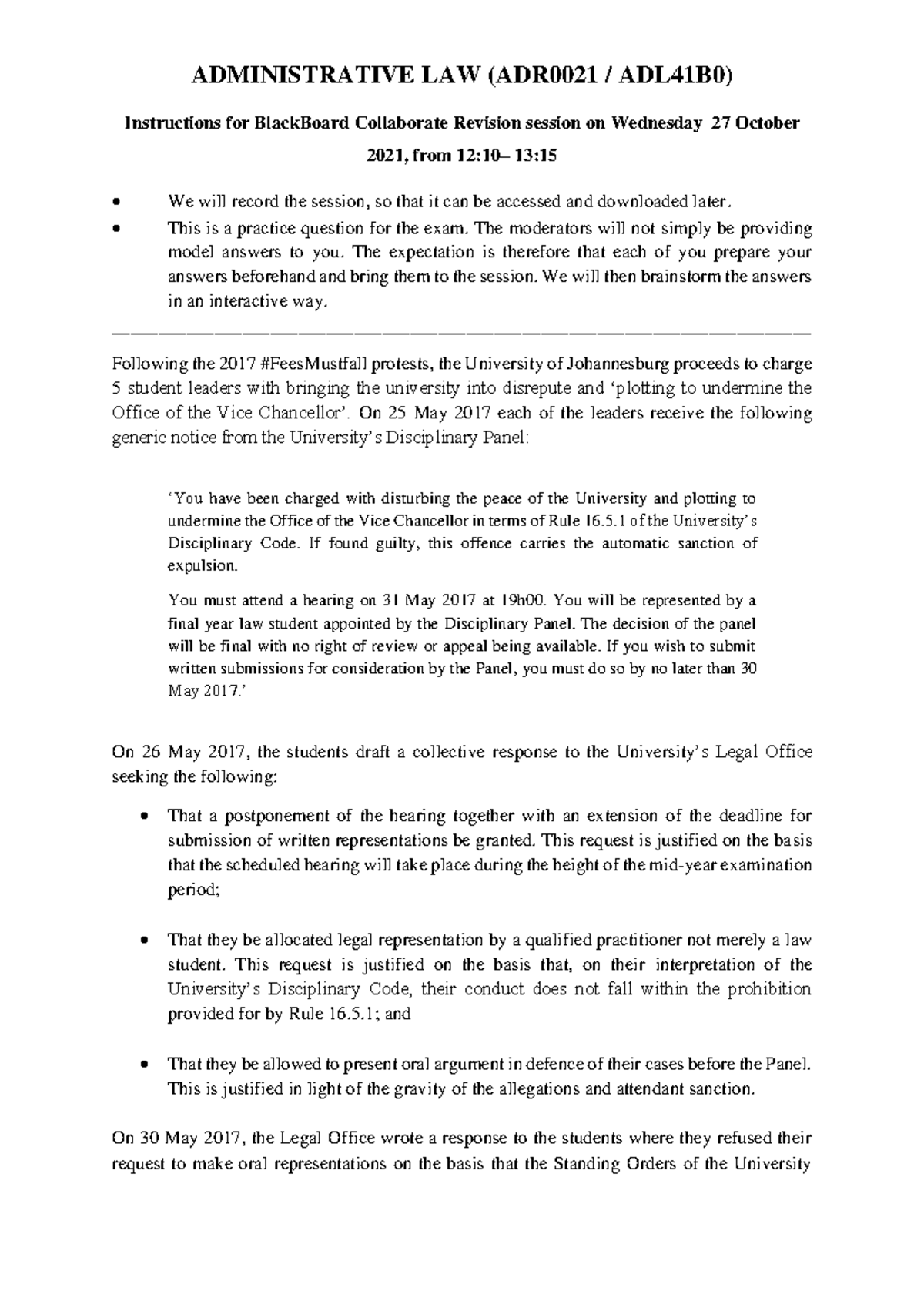 Revision session (2021) - ADMINISTRATIVE LAW (ADR0021 / ADL41B0 ...