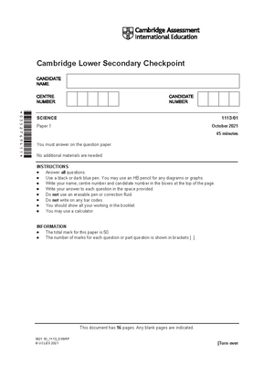 Science Stage 9 Sample Paper 1 tcm143-595707 - Science_S9_01/7RP© UCLES ...