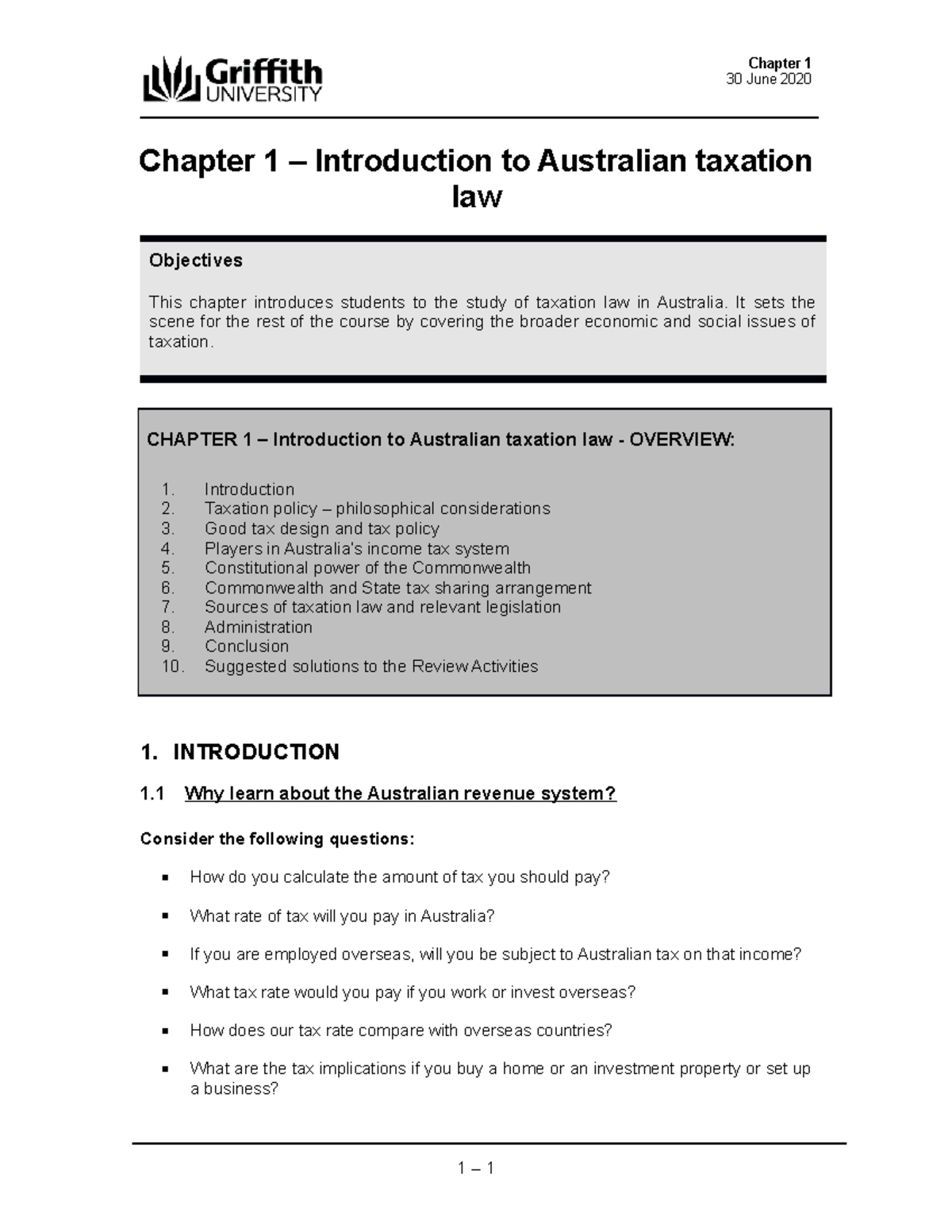 Tax Law.Study Guide Ch 1.Intro - 30 June 2020 Chapter 1 – Introduction ...
