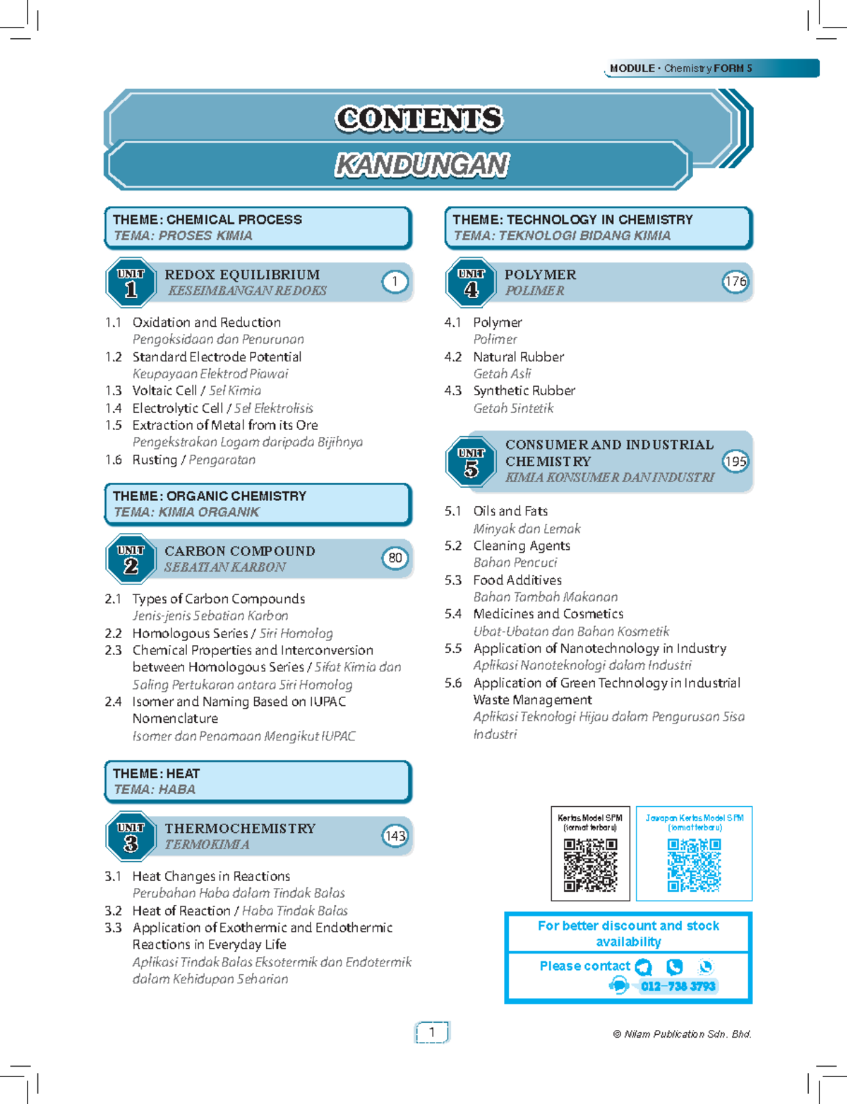 Modul kimia F 5 - CONTENTS CONTENTS KANDUNGAN 1 Oxidation and Reduction ...