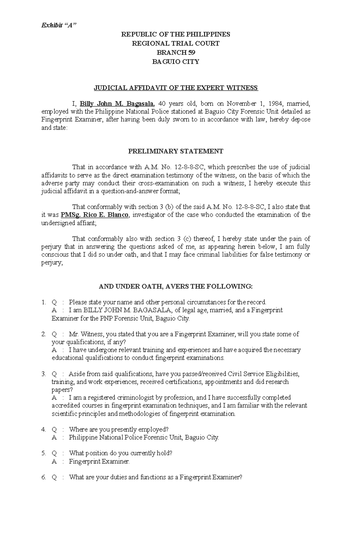 Judicial-Affidavit - none - Exhibit “A” REPUBLIC OF THE PHILIPPINES ...