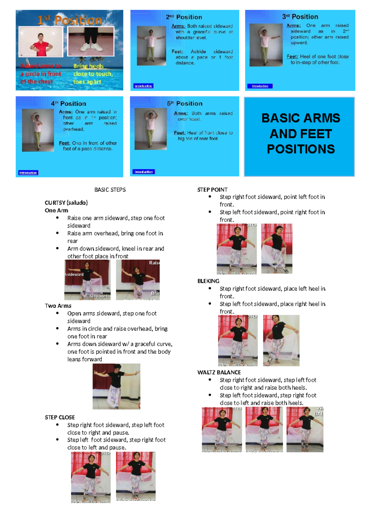Basic Position AND Stepsll - BASIC STEPS CURTSY (saludo) One Arm Raise ...