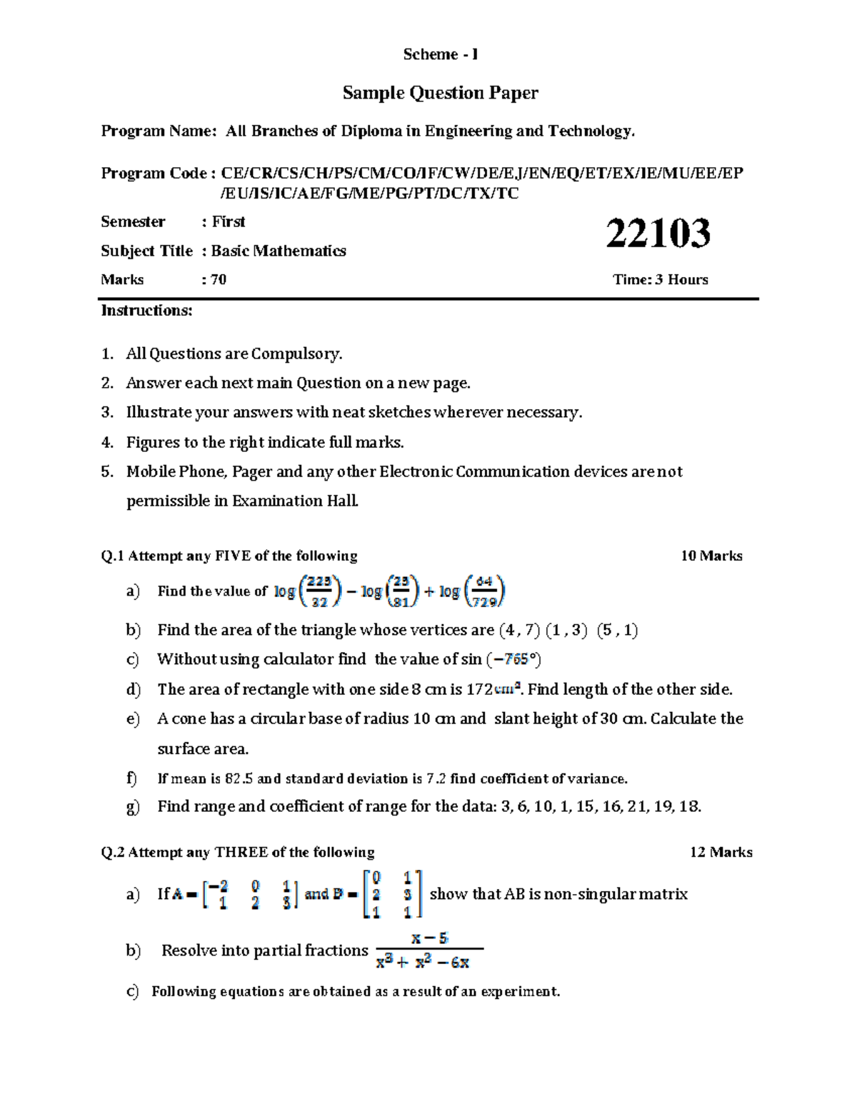 22103-Mathematics Sample Question Paper 22082017 - Scheme - I Sample ...