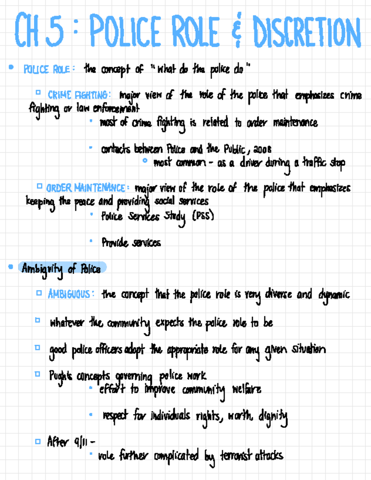 Police - ch. 5 - lecture notes - CH 5 : POLICE ROLE & DISCRETION POLICE ...