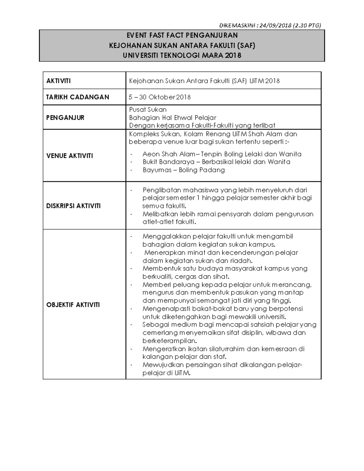 399558550 Event Fast Fact university - EVENT FAST FACT PENGANJURAN ...