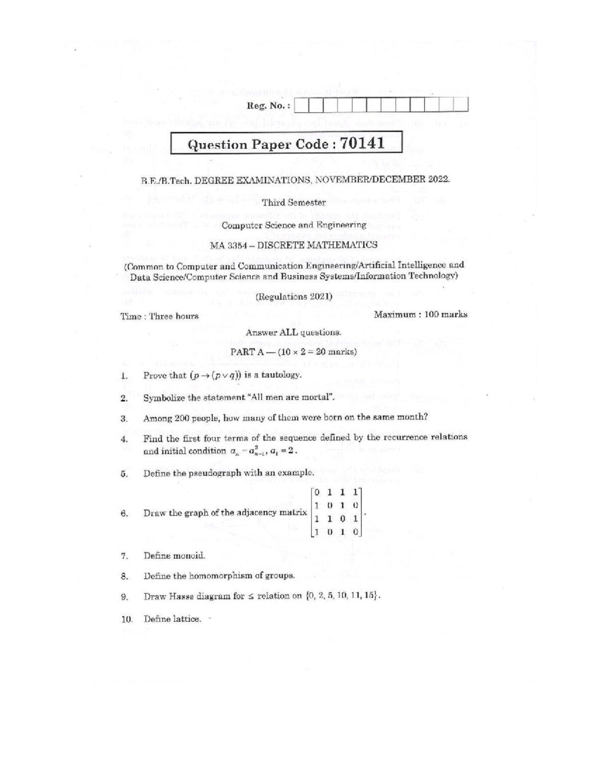 Discrete Mathematics - Useful pdf - (OR) (b) (i) Using indirect method, prove the following ...