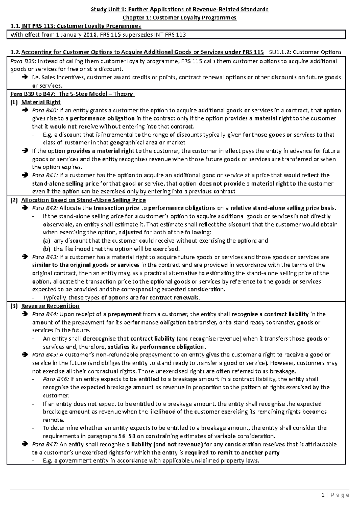 ACC208 FRS - Open Book - Lecture notes 1-6 - Study Unit 1: Further ...