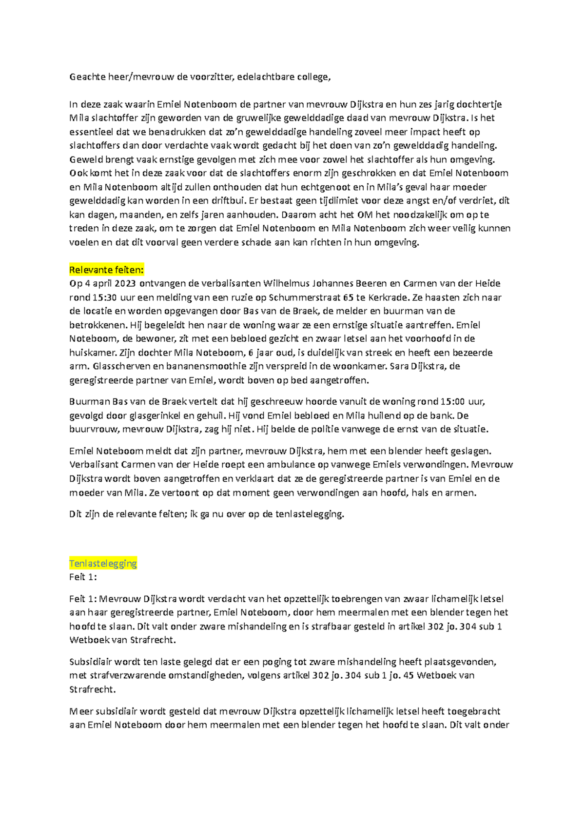 Pleitdag requisitoir OM 2023-2024 - Geachte heer/mevrouw de voorzitter ...