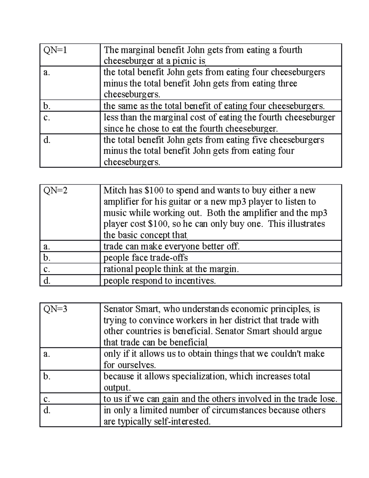 ECO111 Quiz02 add - individual assignment - QN=1 The marginal benefit ...