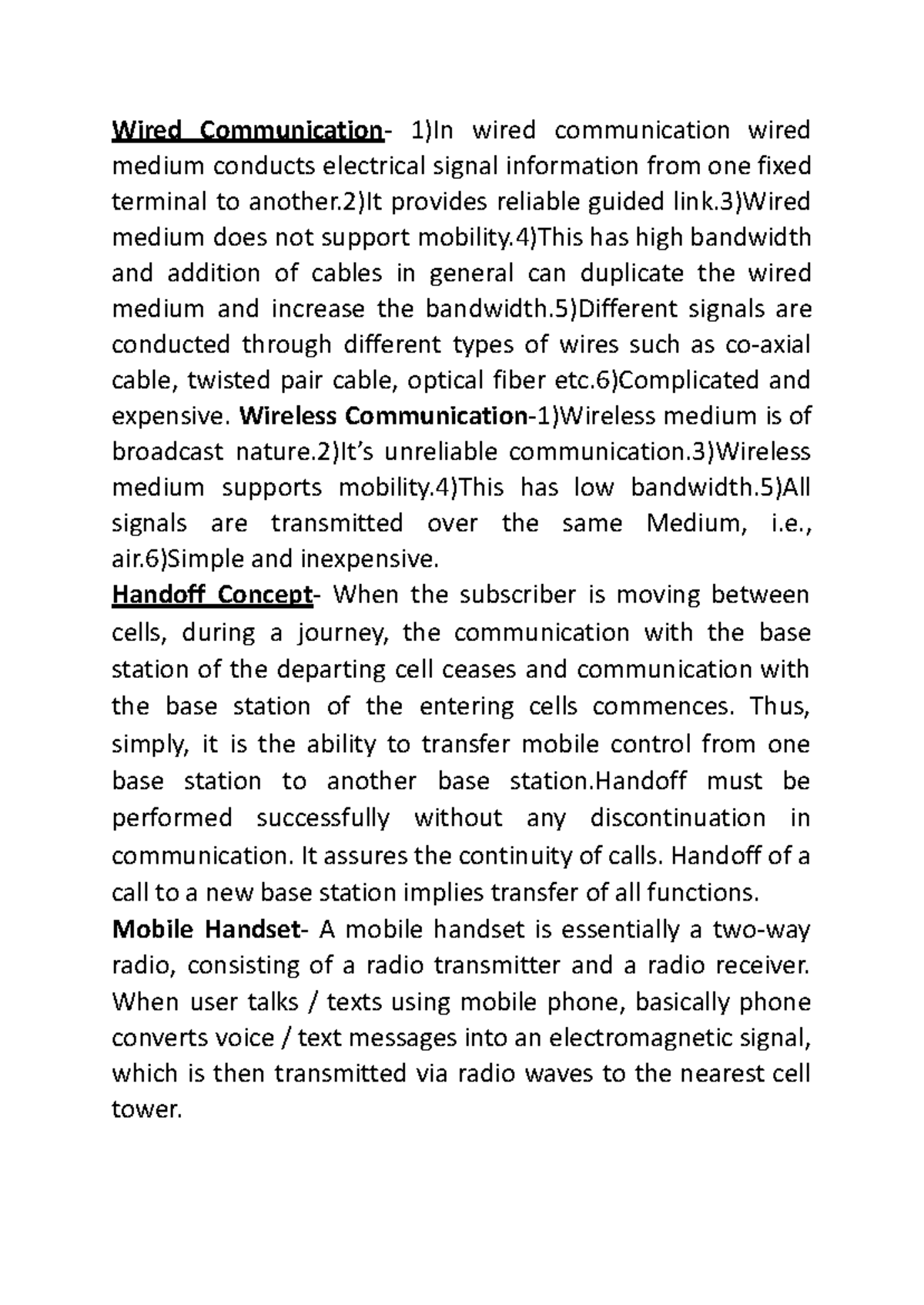 E2 SEM 4 Wireless Communication-1 - Wired Communication- 1)In wired ...