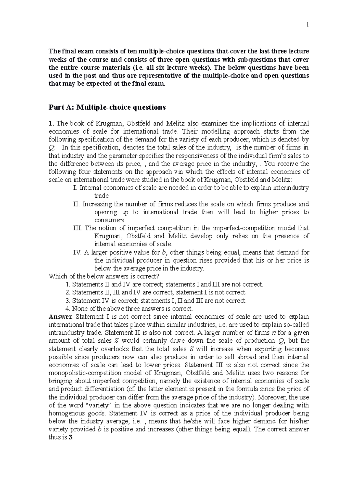 Final exam - representative questions with answers - 1 The final exam ...