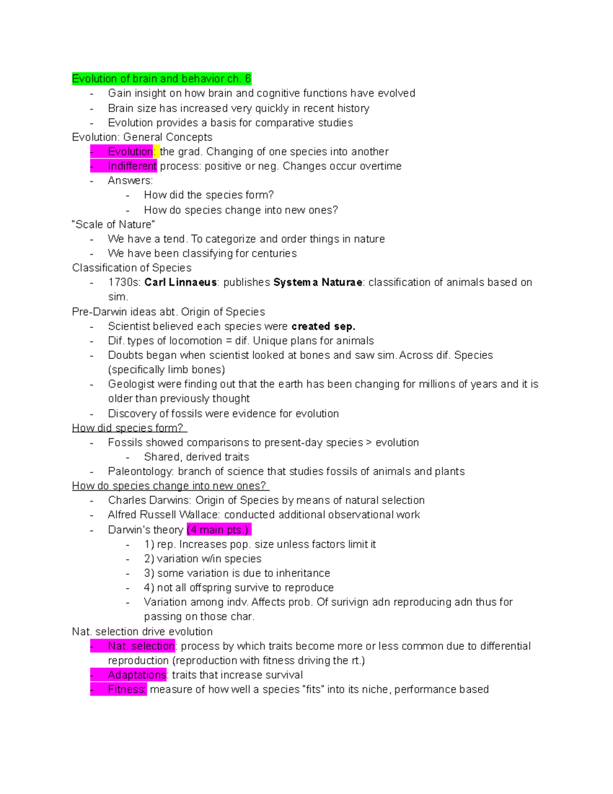 Neuro unit 2 - Evolution of brain and behavior ch. 6 - Gain insight on ...