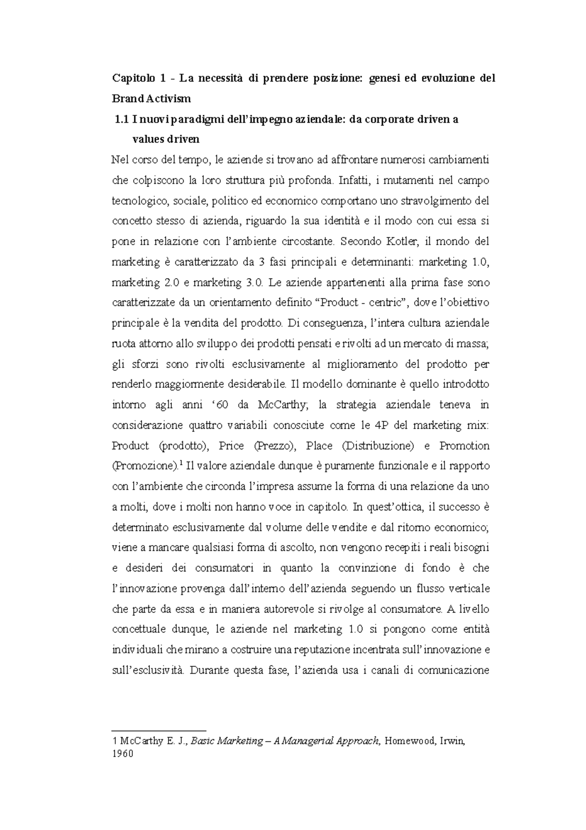 Capitolo 1 - Spunti Tesi Brand Activism - Storia del marketing - 12 CFU ...