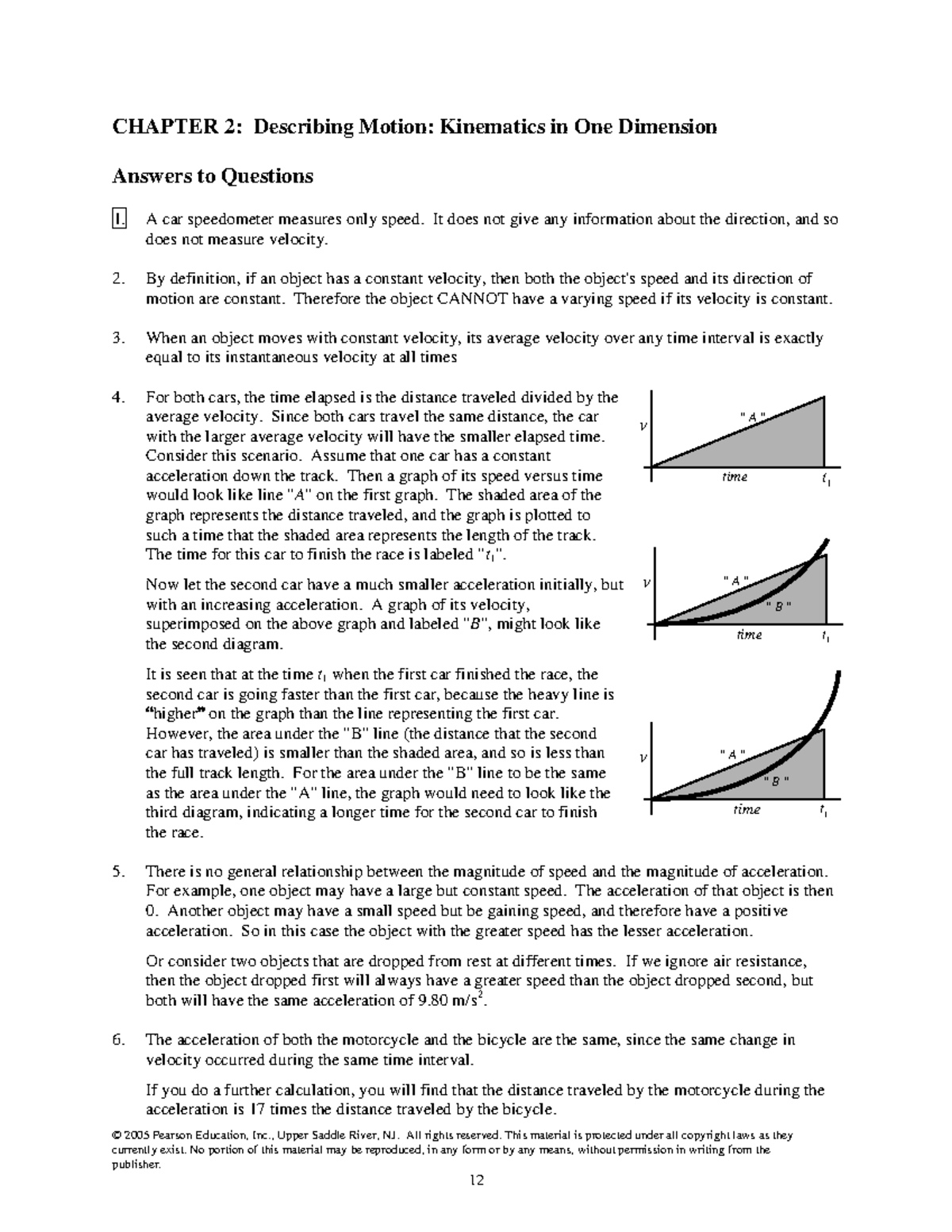 CHAPTER 2: Describing Motion: Kinematics in One Dimension - © 2005 ...