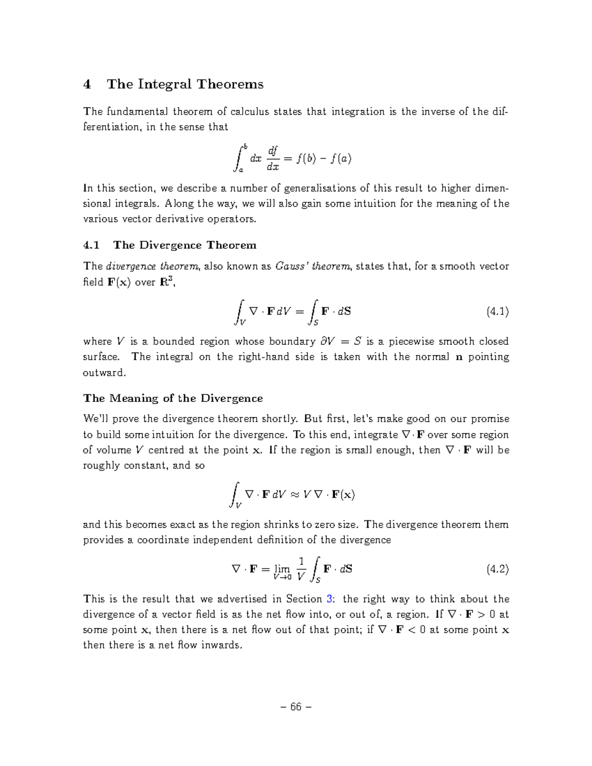 Vc4 - Short notes - 4 The Integral Theorems The fundamental theorem of ...