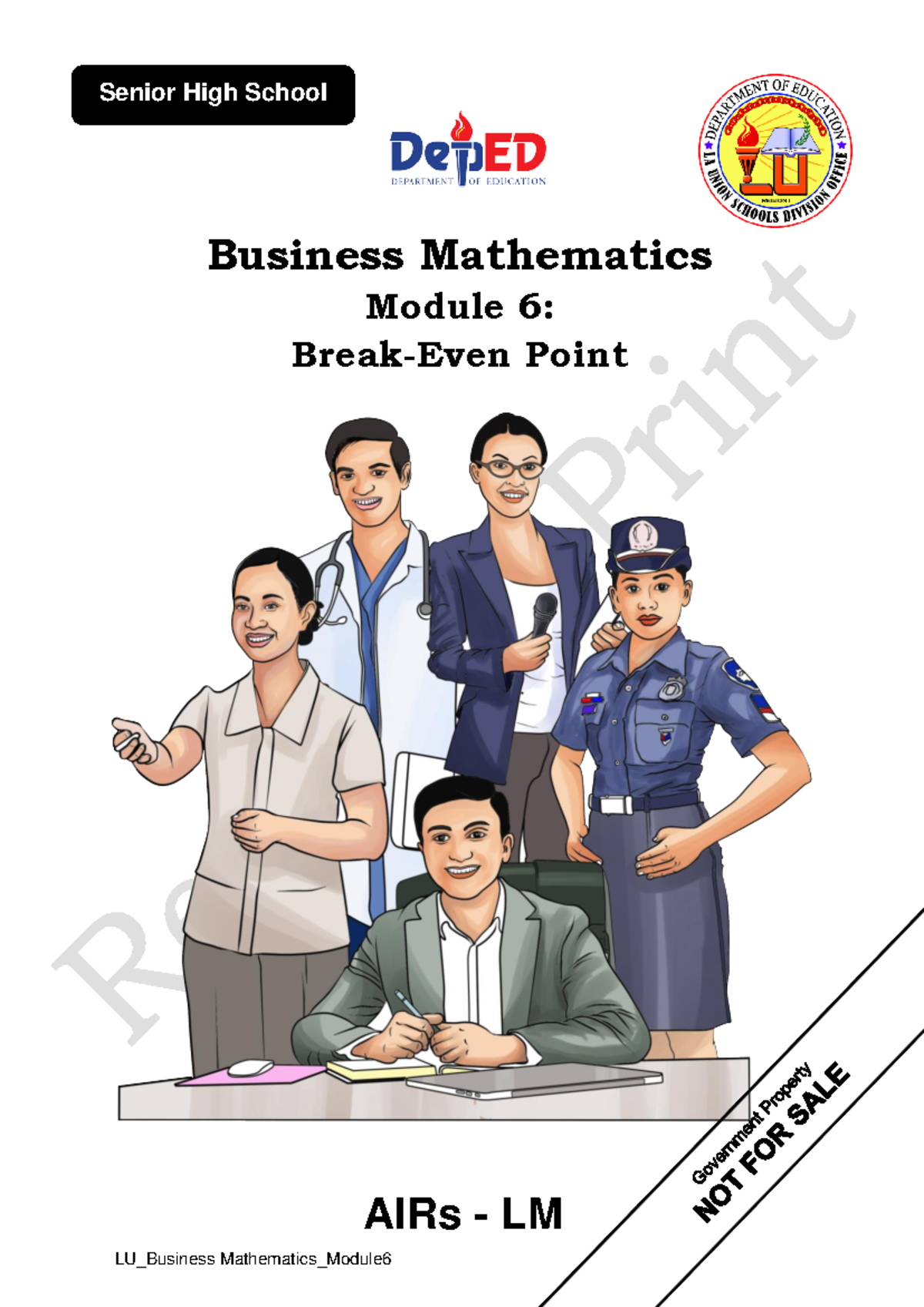 Bus Math Q1 MOD-6 - Aiiaia - Business Mathematics Module 6 : Break-Even Point AIRs - LM Senior ...