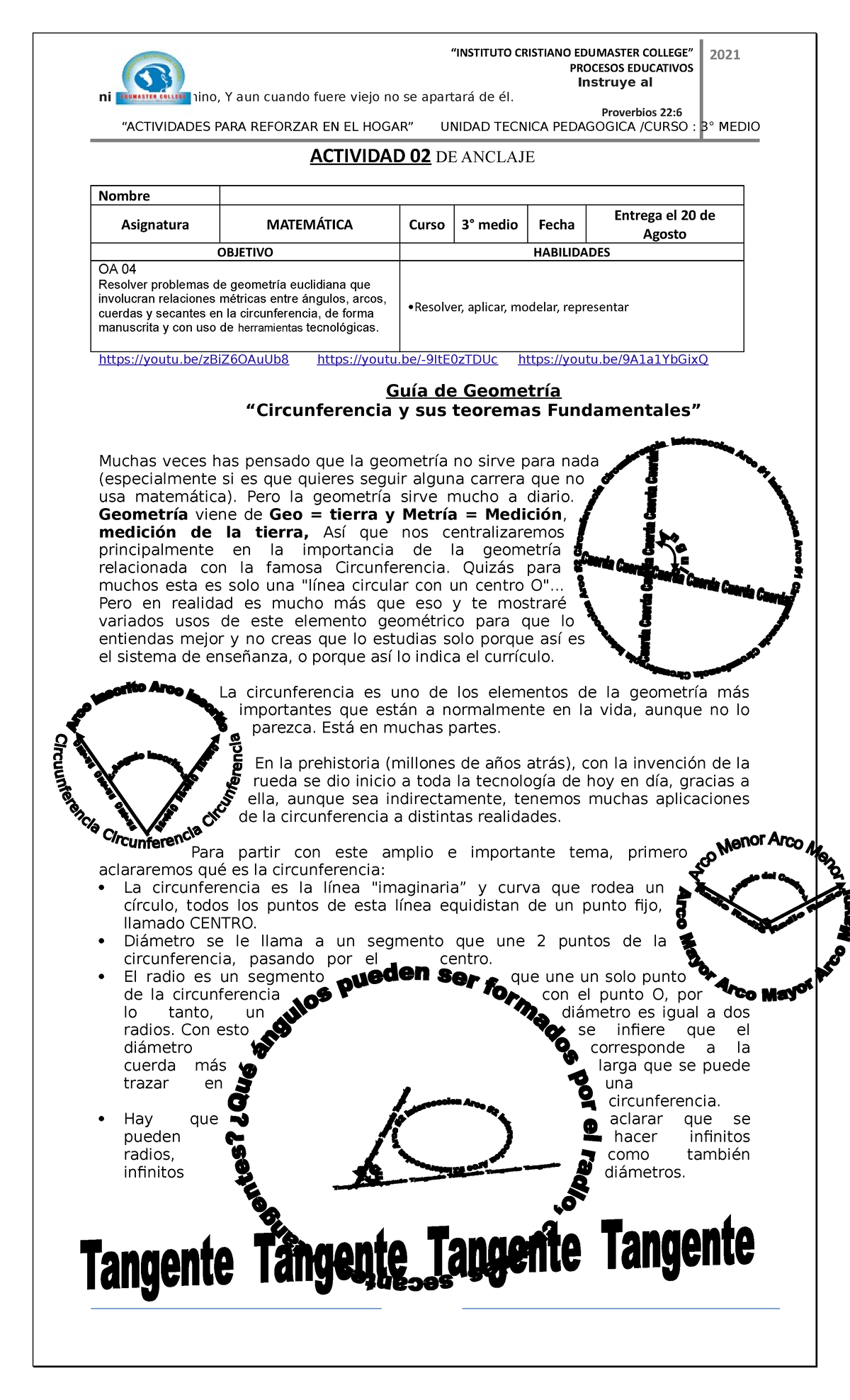 Actividad 02 Anclaje Circunferencia Y SUS Angulos - “INSTITUTO ...